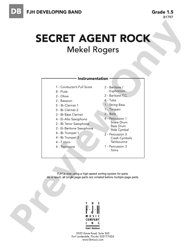 Secret Agent Rock: Score: Concert Band Score: Mekel Rogers - Digital ...