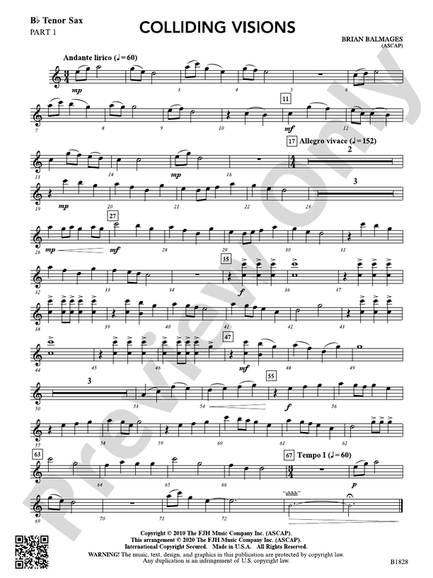 Colliding Visions: Part 1 - B-flat Tenor Saxophone: Part 1 - B-flat ...