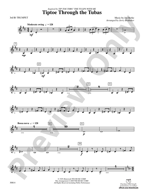 Tiptoe Through the Tubas: 3rd B-flat Trumpet: 3rd B-flat Trumpet Part ...