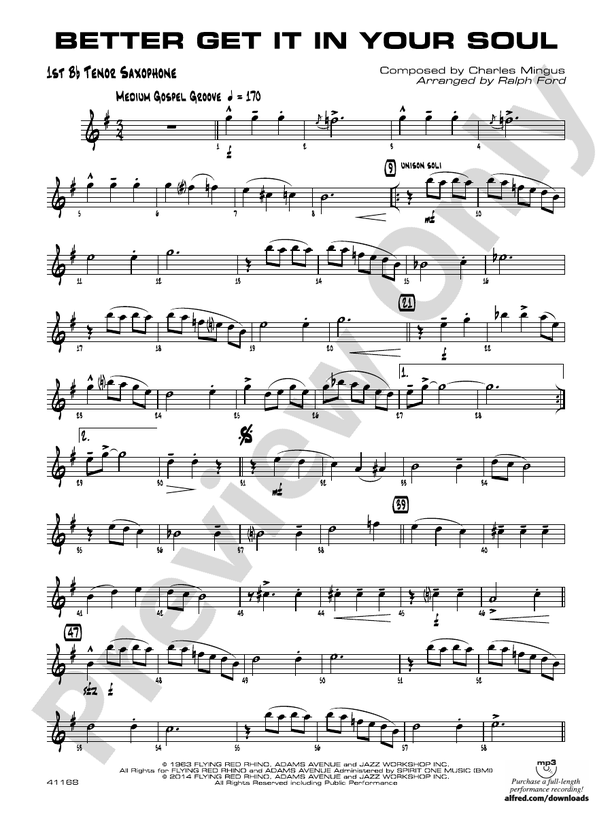 Better Get It in Your Soul: B-flat Tenor Saxophone: B-flat Tenor ...