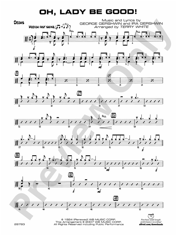 Oh, Lady Be Good!: Drums: Drums Part - Digital Sheet Music Download