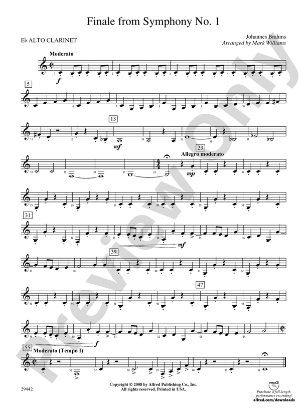 Finale from Brahms's Symphony No. 1: (wp) E-flat Alto Clarinet: (wp) E-flat Alto Clarinet World ...