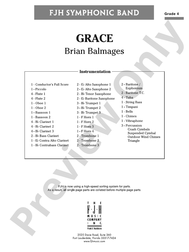 Grace: Score: Concert Band Score: Brian Balmages - Digital Sheet Music ...