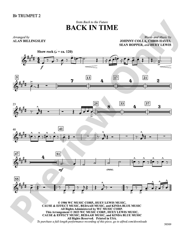 Back in Time: 2nd B-flat Trumpet: 2nd B-flat Trumpet Part - Digital Sheet Music Download