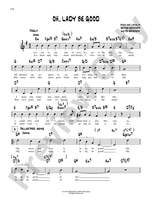 Oh, Lady, Be Good!: Piano/Vocal/Chords: George Gershwin - Digital Sheet ...