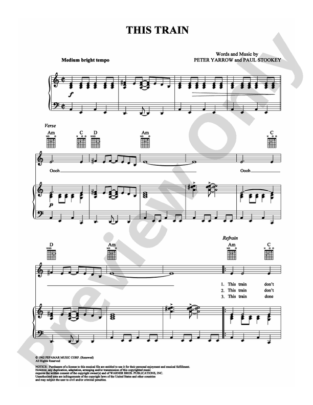 This Train: Piano/Vocal/Chords: Peter, Paul & Mary - Digital Sheet ...