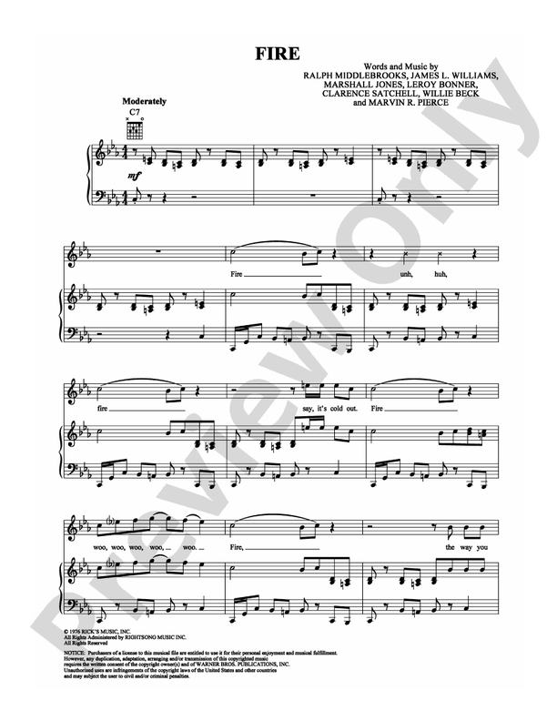 Fire: Piano/Vocal/Chords: Ohio Players - Digital Sheet Music Download