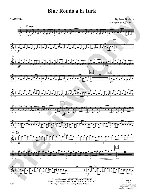 Blue Rondo à la Turk: 1st Percussion: 1st Percussion Part - Digital ...