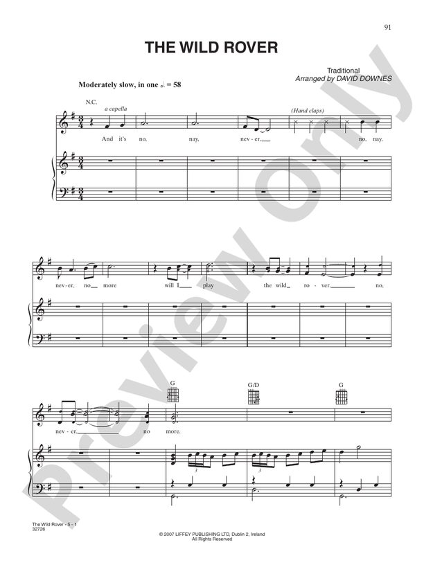 The Wild Rover: Piano/Vocal/Chords: The High Kings - Digital Sheet ...