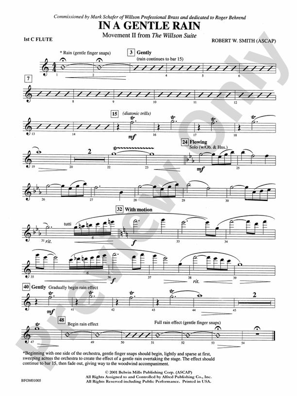 In a Gentle Rain (Movement II from the Willson Suite): Flute: Flute Part - Digital Sheet Music ...