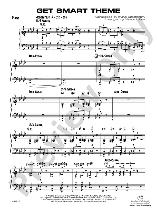 Get Smart Theme: Piano Accompaniment: Piano Accompaniment Part ...