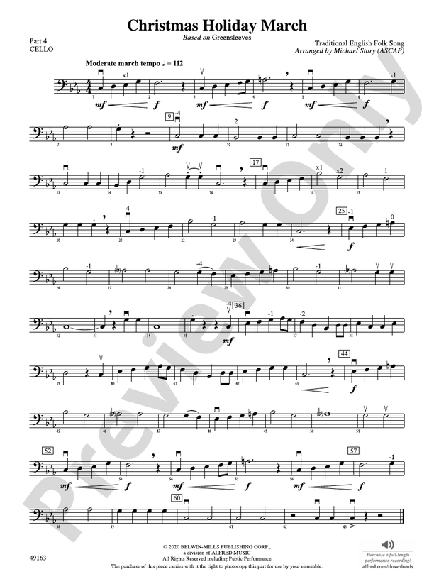 Christmas Holiday March: Part 4 - Cello: Part 4 - Cello Part - Digital ...
