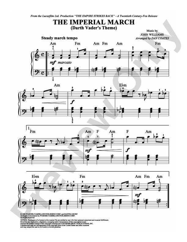 The Imperial March (Darth Vader's Theme): Easy Piano: John Williams ...