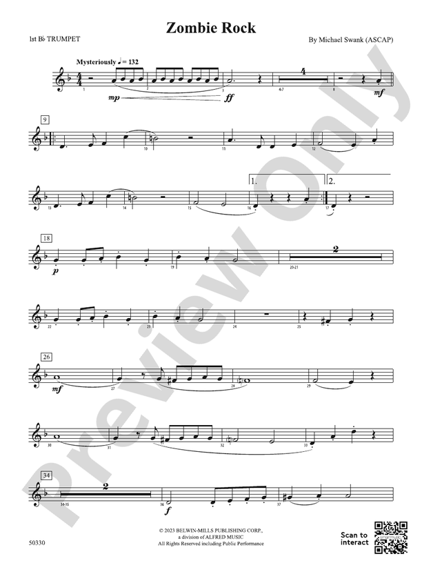 Zombie Rock: 1st B-flat Trumpet: 1st B-flat Trumpet Part - Digital ...
