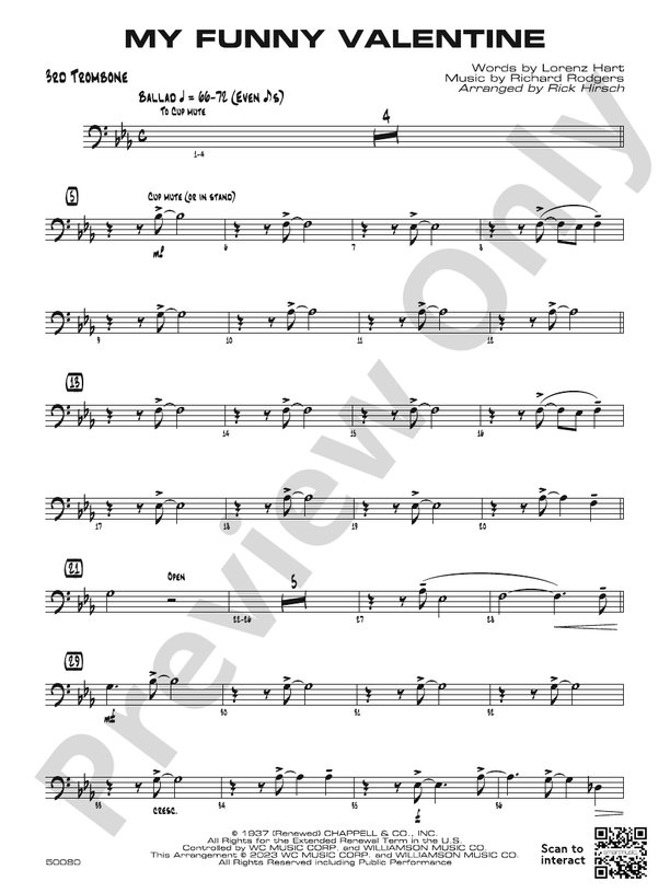 My Funny Valentine: 3rd Trombone: 3rd Trombone Part - Digital Sheet ...