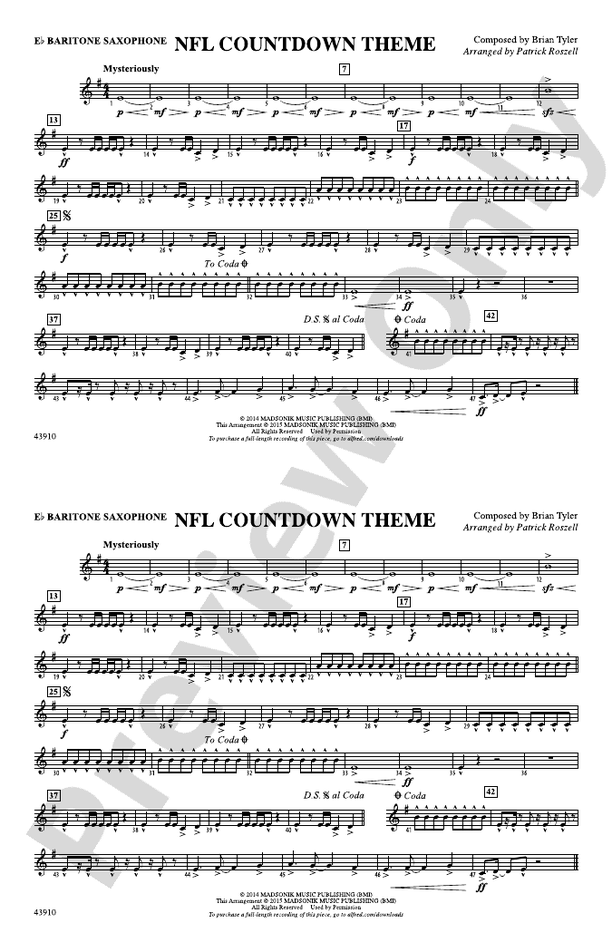 NFL Countdown Theme: E-flat Baritone Saxophone: E-flat Baritone ...