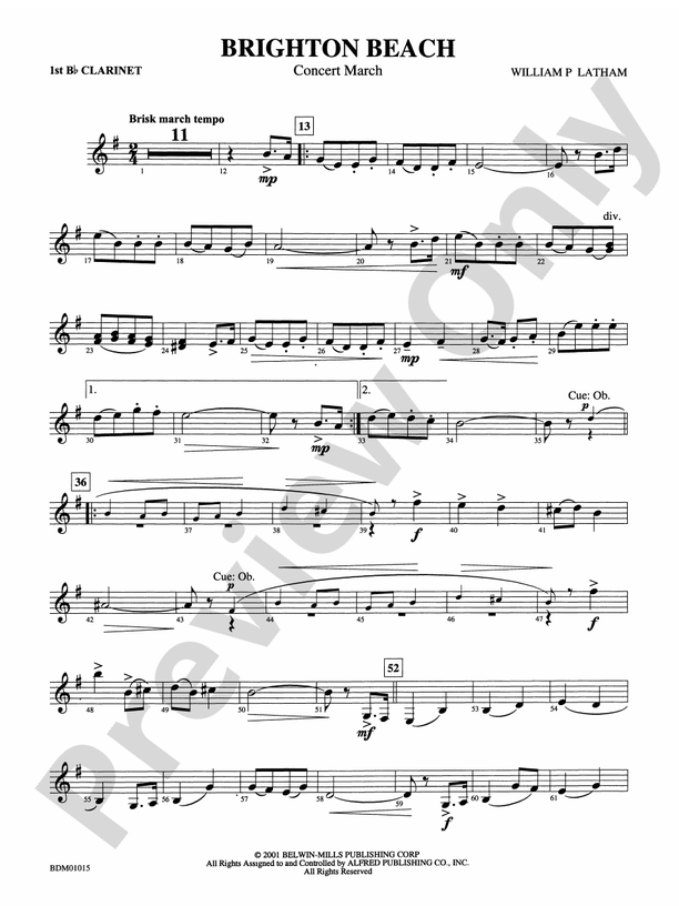 Brighton Beach (Concert March): 1st B-flat Clarinet: 1st B-flat ...