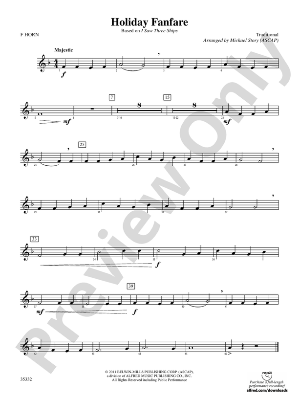 Holiday Fanfare: 1st F Horn: 1st F Horn Part - Digital Sheet Music Download