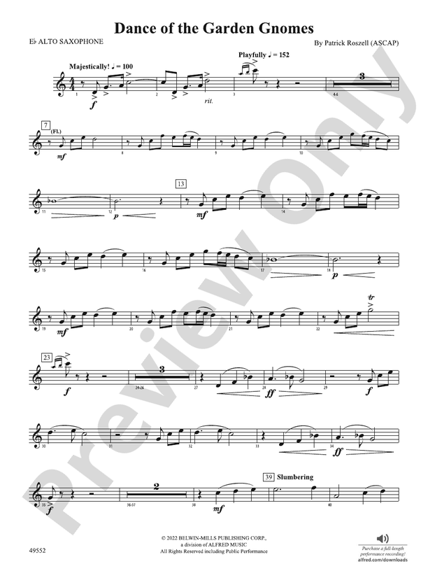 Dance of the Garden Gnomes: E-flat Alto Saxophone: E-flat Alto ...