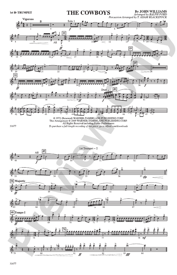 The Cowboys: 1st B-flat Trumpet: 1st B-flat Trumpet Part - Digital ...