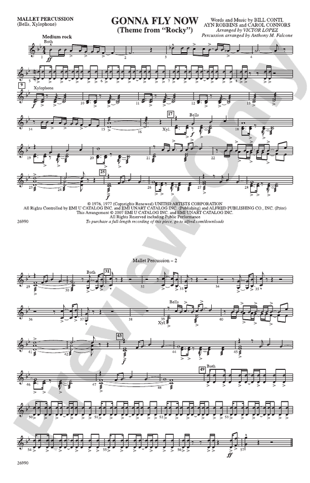 Gonna Fly Now (Theme from Rocky): Mallets: Mallets Part - Digital Sheet ...
