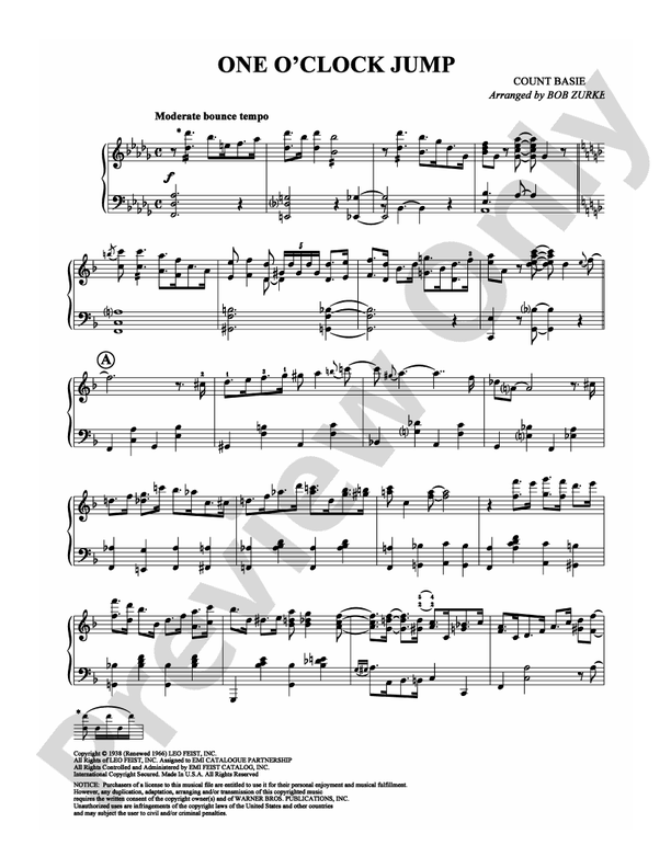 One O'Clock Jump: Piano: Count Basie - Digital Sheet Music Download