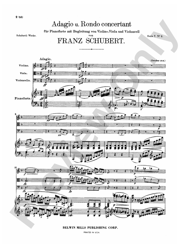 Schubert: Adagio and Rondo Concertant in F Major: Book: Franz Schubert ...