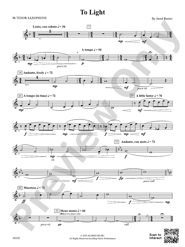To Light: B-flat Tenor Saxophone: B-flat Tenor Saxophone Part - Digital ...