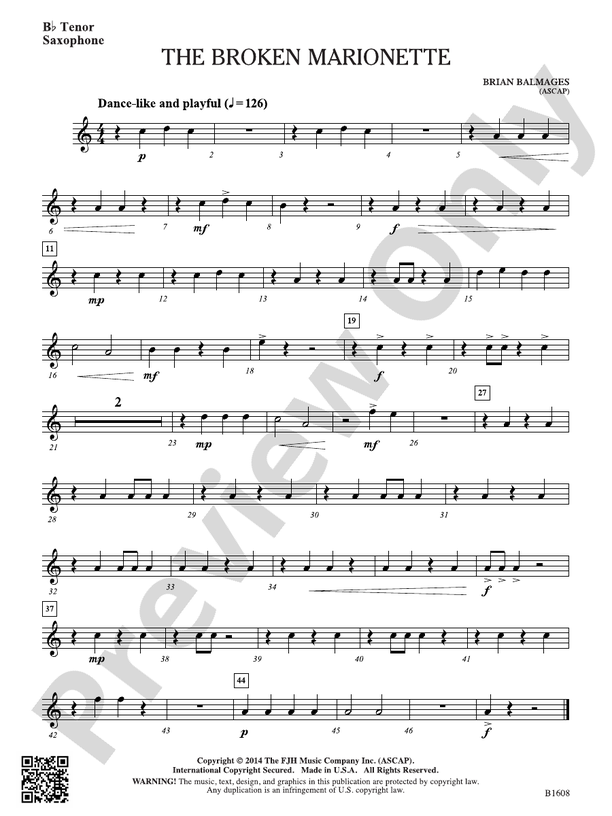 The Broken Marionette: B-flat Tenor Saxophone: B-flat Tenor Saxophone ...