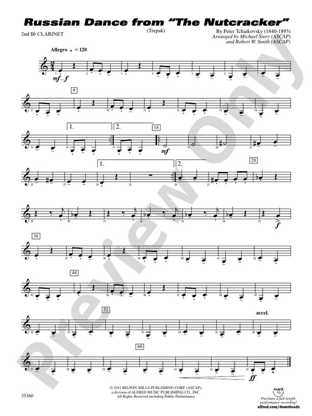 Russian Dance from The Nutcracker: 2nd B-flat Clarinet: 2nd B-flat ...