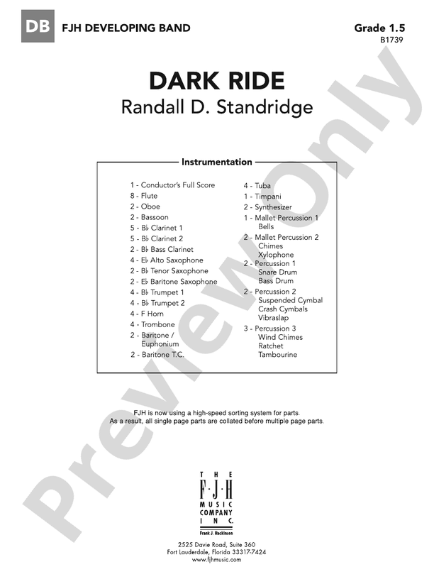 Dark Ride: Score: Concert Band Score: Randall D Standridge - Digital ...