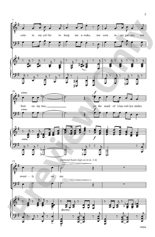 The Maid of Llanwellyn: T(T)B Choral Octavo: Ruth Morris Gray - Digital Sheet Music Download