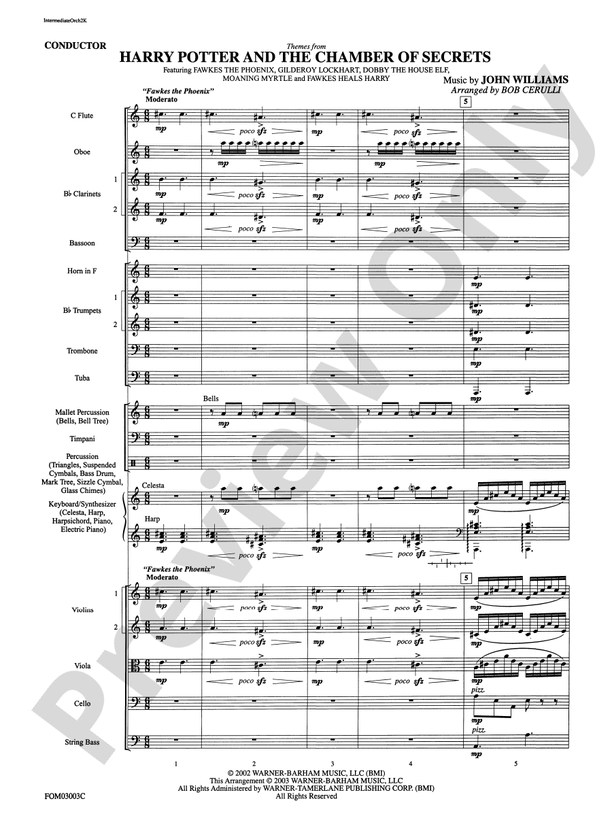 Harry Potter and the Chamber of Secrets, Themes from: Score: Full ...