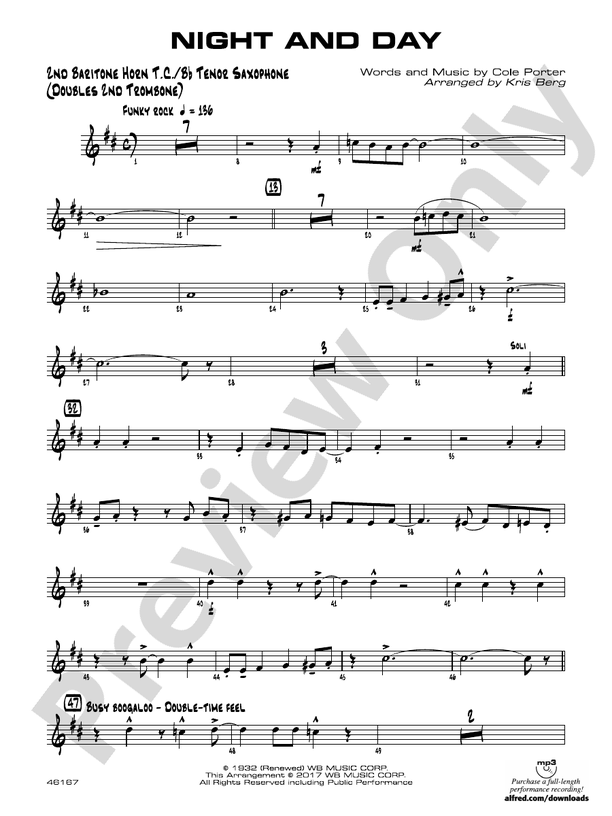 Night and Day: 2nd Baritone T.C.: 2nd Baritone T.C. Part - Digital Sheet Music Download