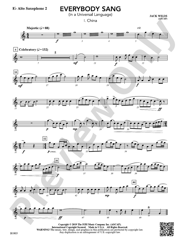 Everybody Sang (In a Universal Language): E-flat Alto Saxophone 2: E ...