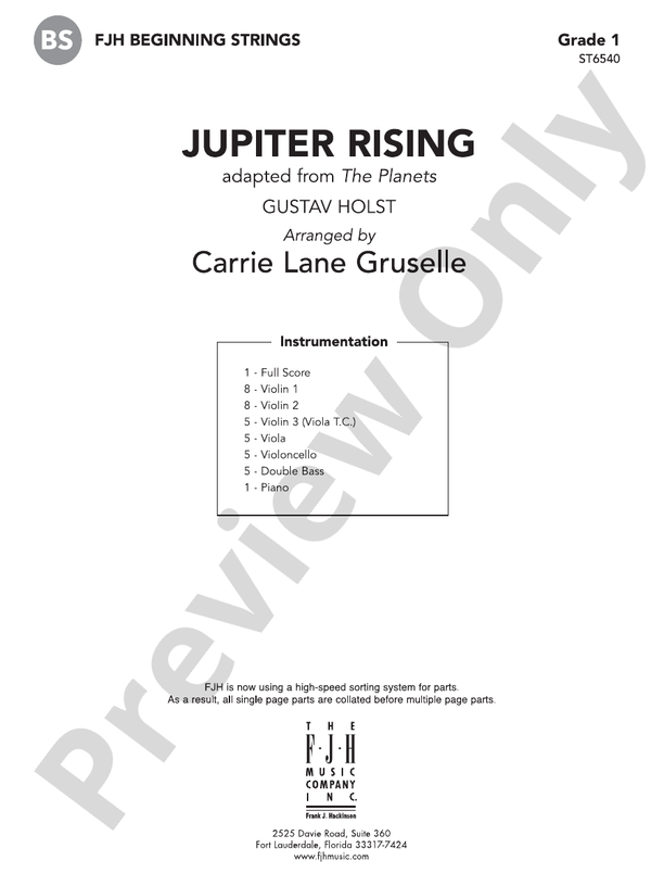 Jupiter Rising (Adapted from The Planets): String Orchestra Conductor ...
