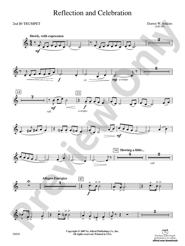 Reflection and Celebration: 2nd B-flat Trumpet: 2nd B-flat Trumpet Part ...