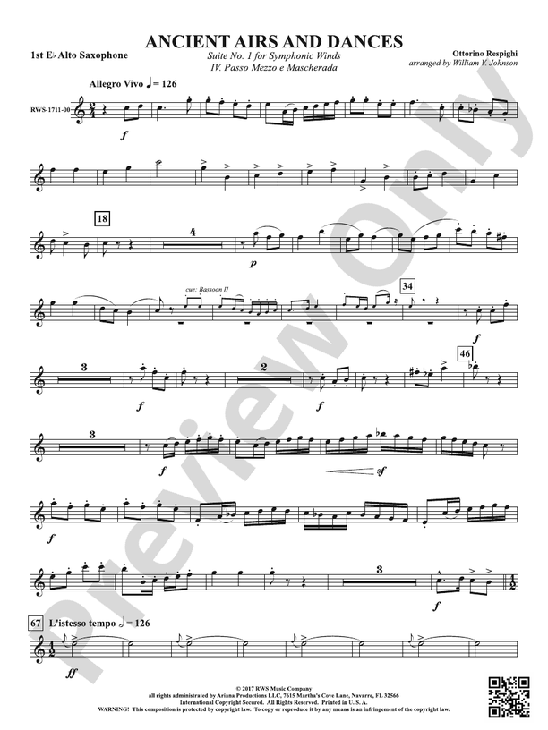 Ancient Airs and Dances - Suite No. 1 for Symphonic Winds - IV. Passo Mezzo e Mascherada: 1st E ...