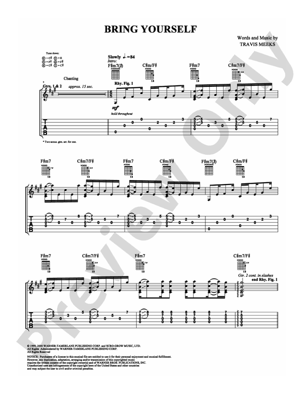 Bring Yourself: Guitar TAB: Days of the New - Digital Sheet Music Download