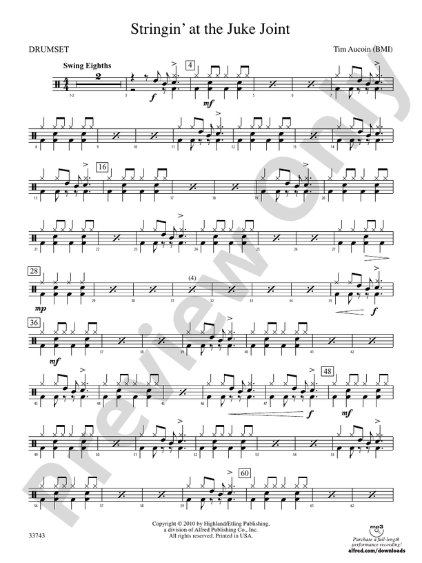 Stringin' at the Juke Joint: Drums: Drums Part - Digital Sheet Music ...