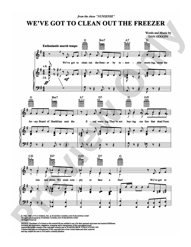 We've Got to Clean Out the Freezer: Piano/Vocal/Chords: Dan Goggin ...