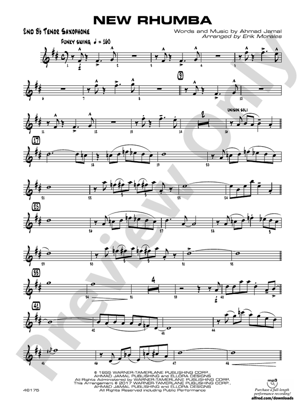 New Rhumba: 2nd B-flat Tenor Saxophone: 2nd B-flat Tenor Saxophone Part - Digital Sheet Music ...