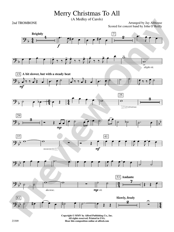 Merry Christmas to All (A Medley of Carols): 2nd Trombone: 2nd Trombone ...