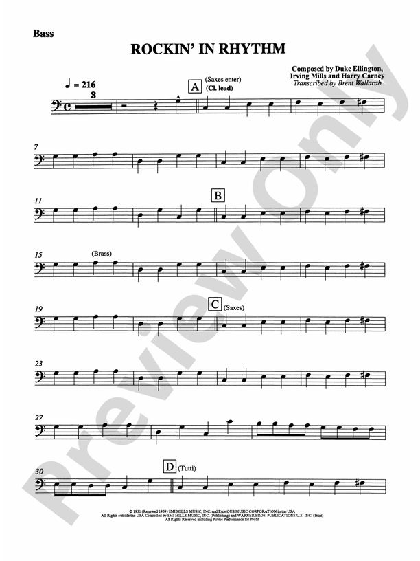 Rockin' in Rhythm: String Bass: String Bass Part - Digital Sheet Music ...