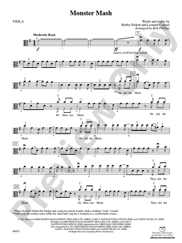 Monster Mash: Viola: Viola Part - Digital Sheet Music Download