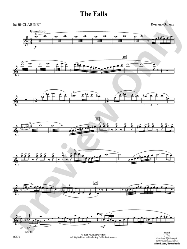 The Falls: 1st B-flat Clarinet: 1st B-flat Clarinet Part - Digital Sheet Music Download