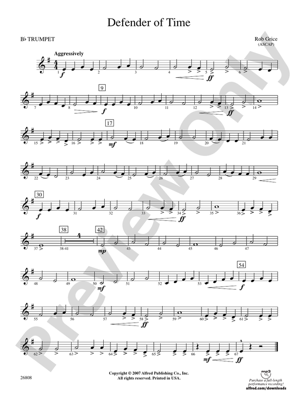 Defender of Time: 1st B-flat Trumpet: 1st B-flat Trumpet Part - Digital Sheet Music Download