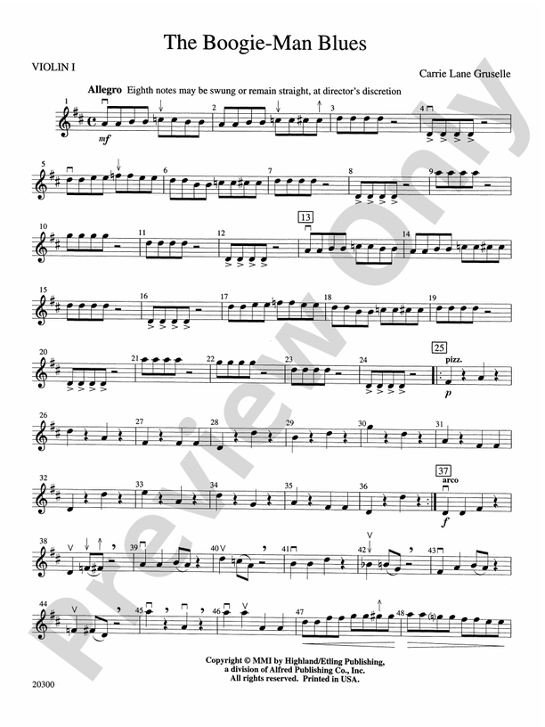 The Boogie-Man Blues: 1st Violin: 1st Violin Part - Digital Sheet Music ...