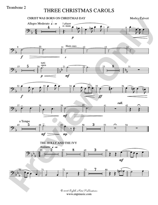 Three Christmas Carols: 2nd Trombone: 2nd Trombone Part - Digital Sheet Music Download