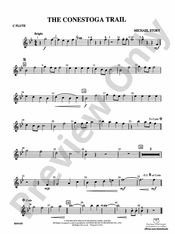 The Conestoga Trail: Flute: Flute Part - Digital Sheet Music Download